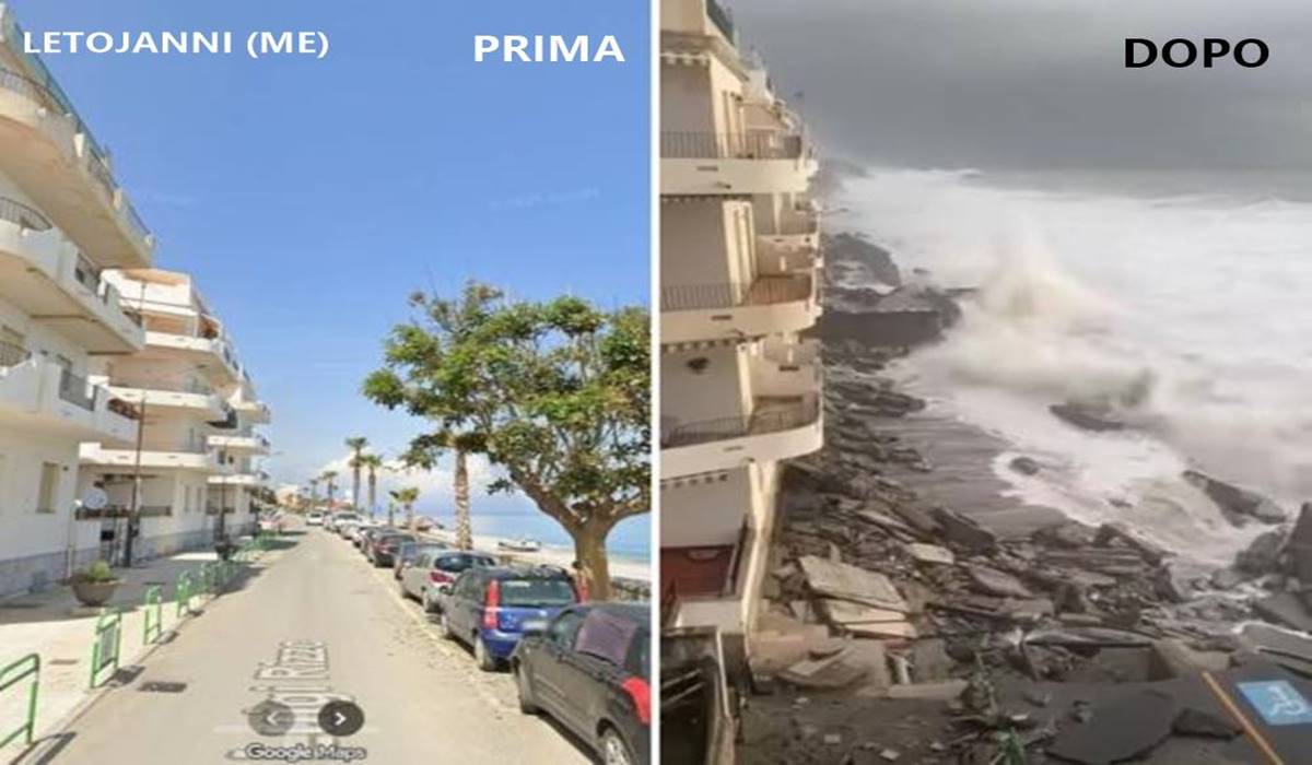 Ciclone distruttivo in Sicilia, il mare devasta Letojanni (confronto ...